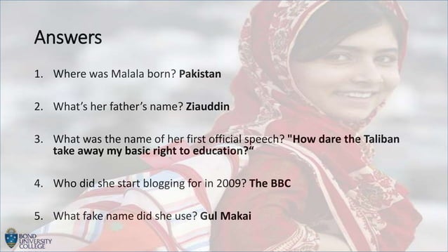 Speed reading Malala | PPTX