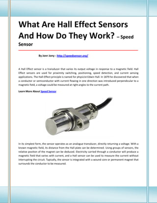 Speed sensor | PDF