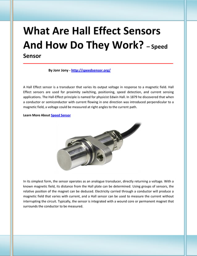 Speed sensor | PDF