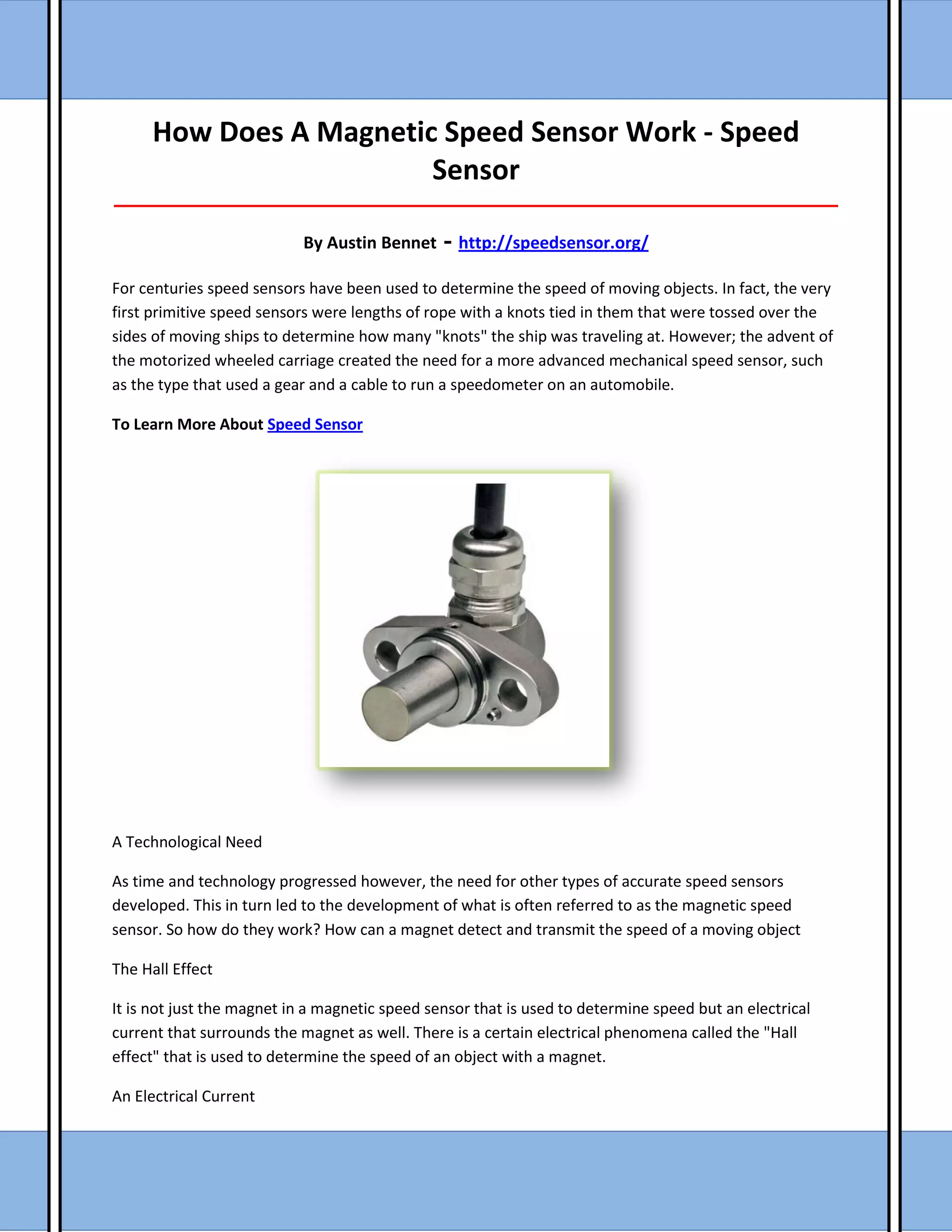 Speed sensor | PDF