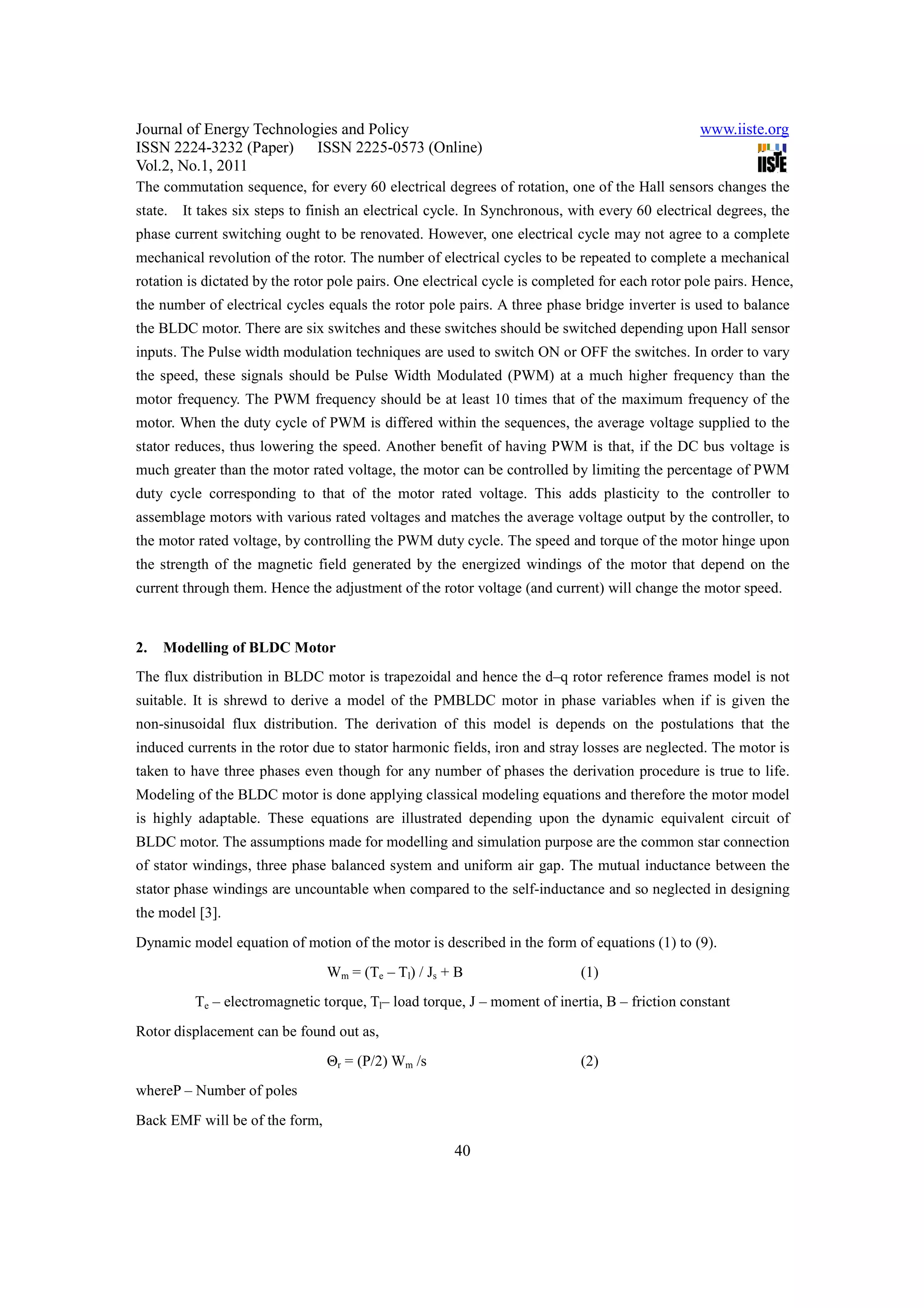 Speed torque characteristics of brushless dc motor in either direction ...