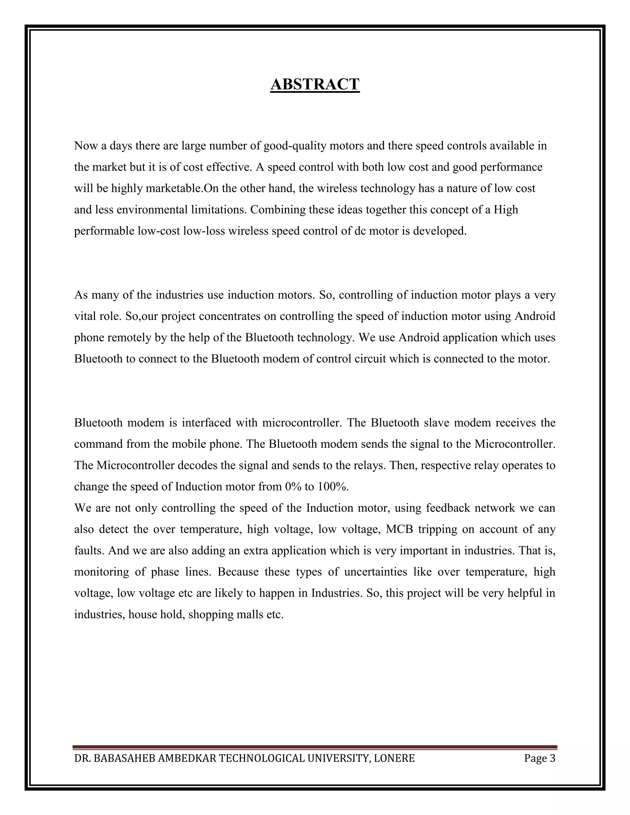Wireless Speed Control of AC/DC motor | PDF