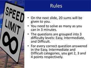 1. Mathematics Quiz - Speed With Accuracy | PPTX