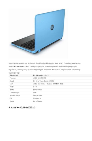 Spek laptop unt smk multi media | DOCX