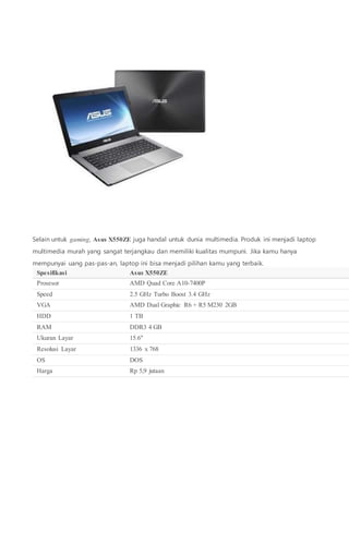 Spek laptop unt smk multi media | DOCX