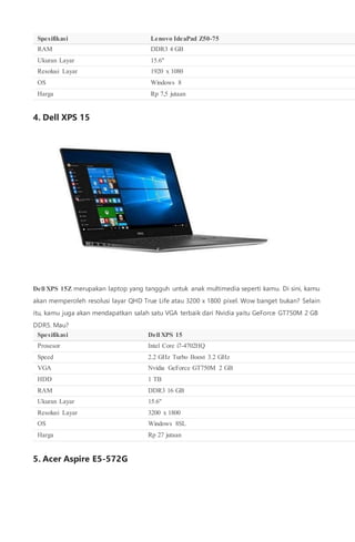 Spek laptop unt smk multi media | DOCX