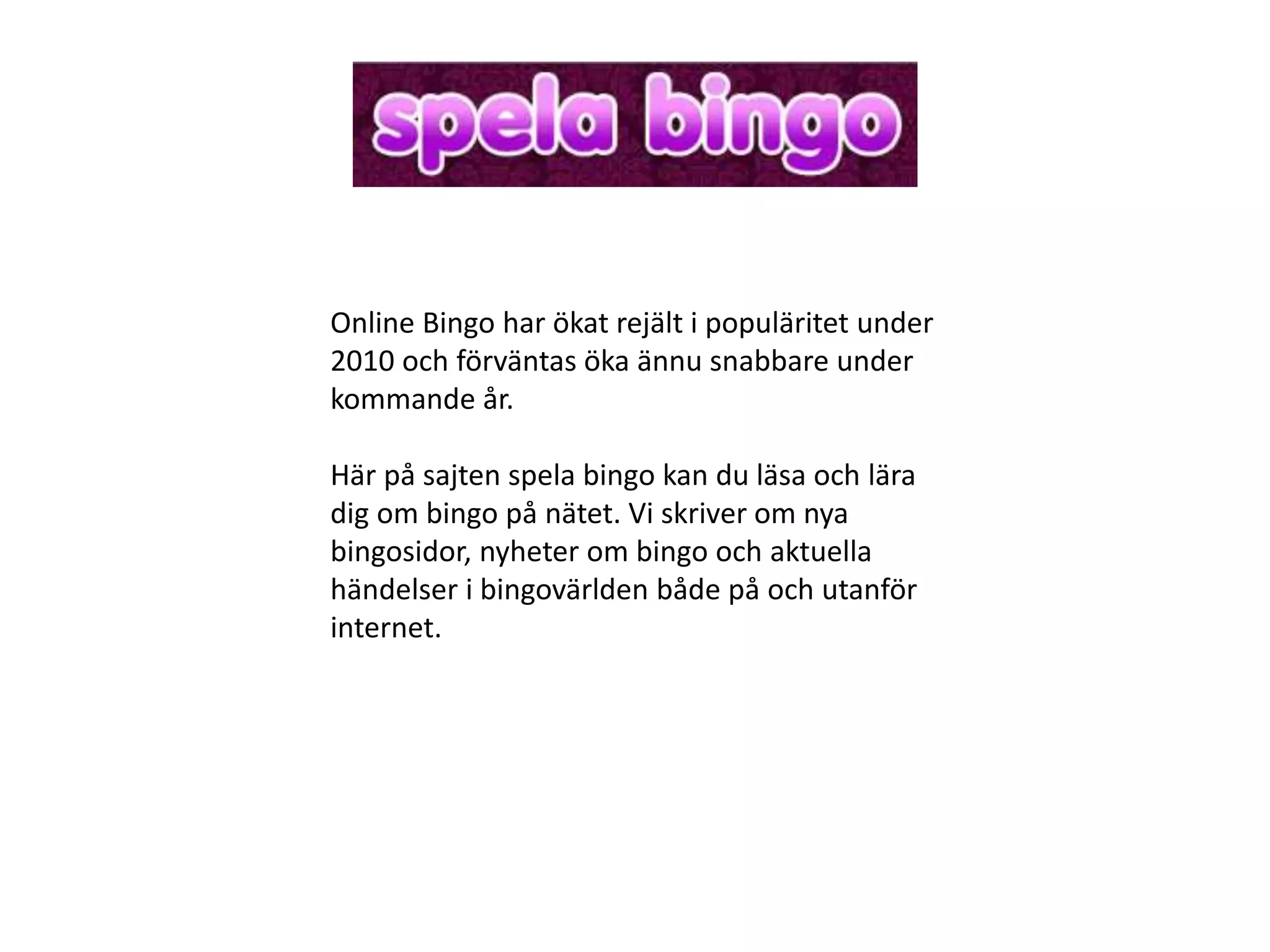 Spela bingo på mobilen | PPTX