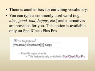 Spell check plus | PPT