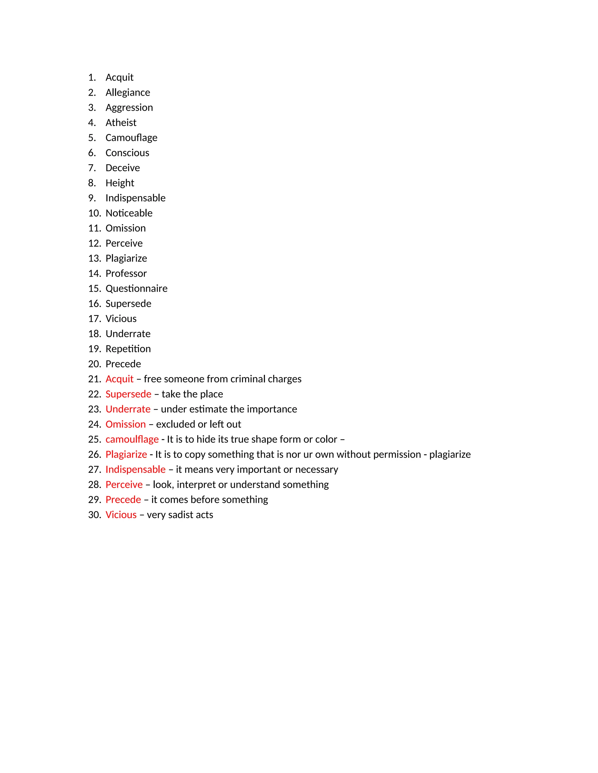 Commonly Misspelt Words for Junior High Students | PDF