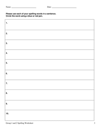 Spelling group-1-and-3-worksheets | PDF