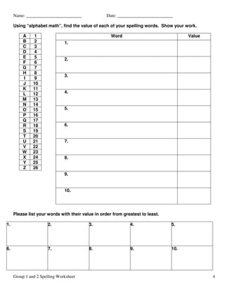 Spelling group-1-and-3-worksheets | PDF