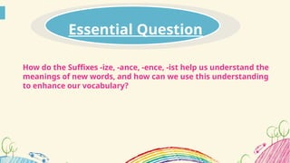 Mastering English Suffixes: -ize, -ous, -eous, -ious, -ance, -ence ...