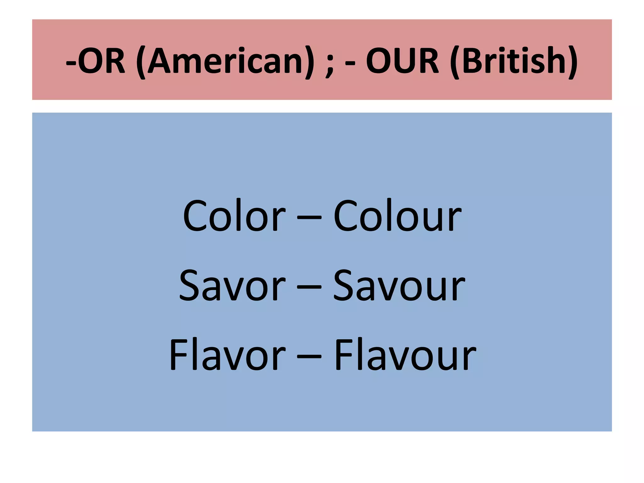 Spelling Variation (American VS British) | PPT