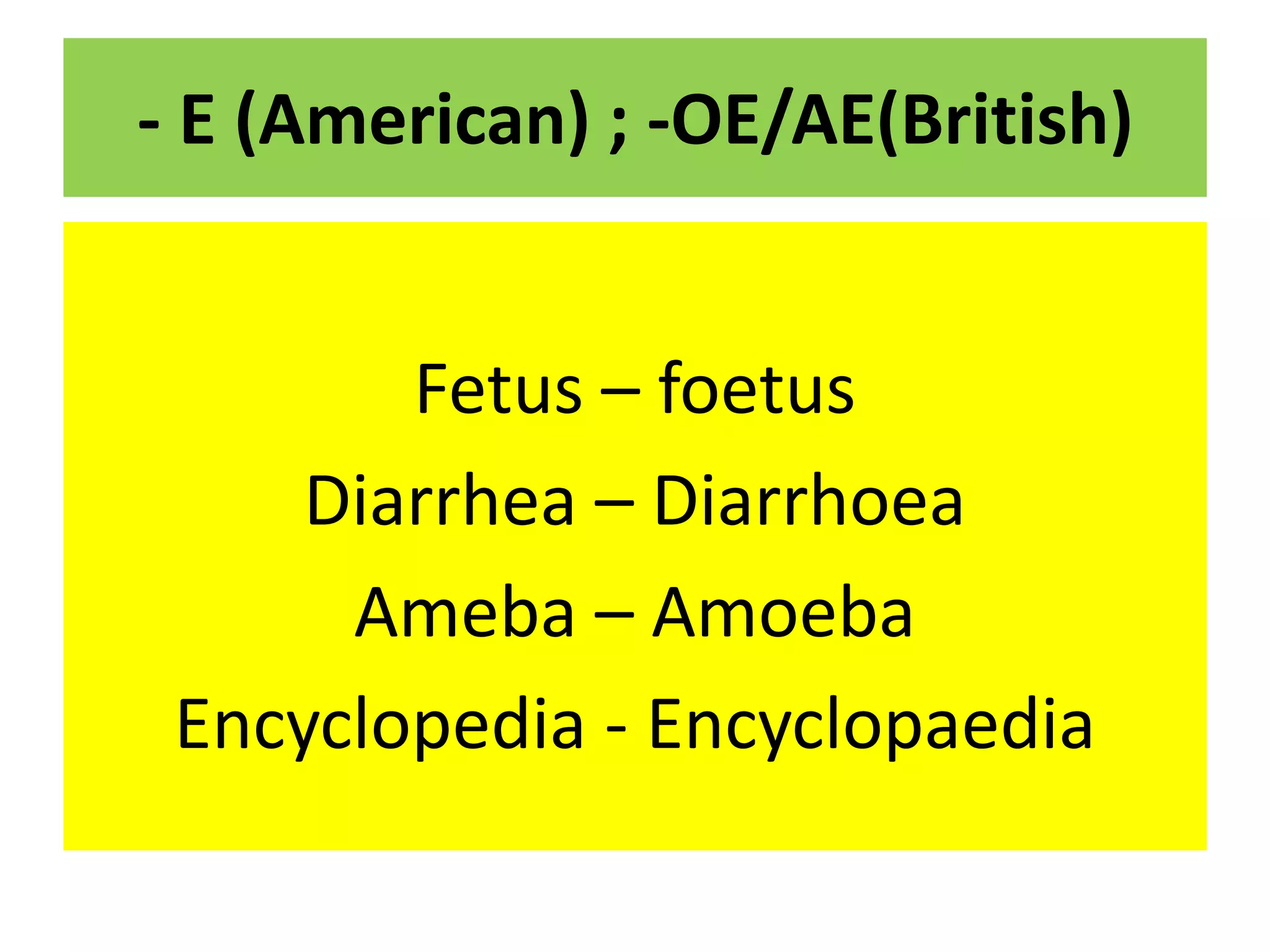 Spelling Variation (American VS British) | PPTX
