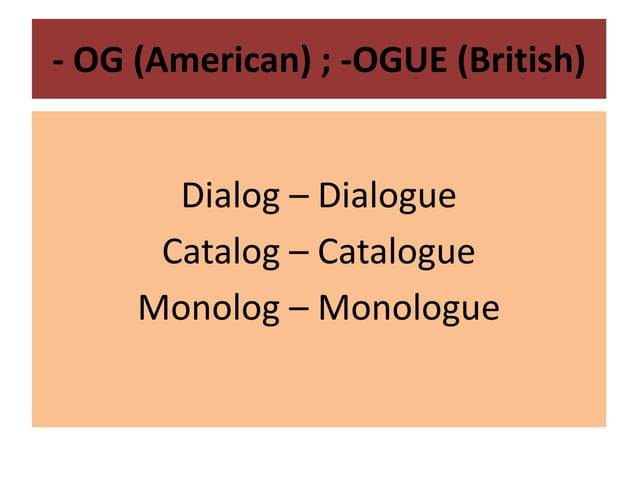 Spelling Variation (American VS British) | PPTX
