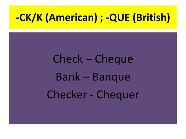 Spelling Variation (American VS British) | PPTX