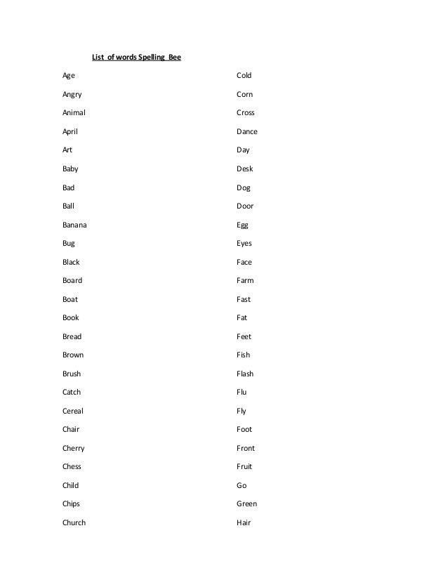 Spelling Bee Words And Definitions Printable Spelling Bee Words And Definitions Printable