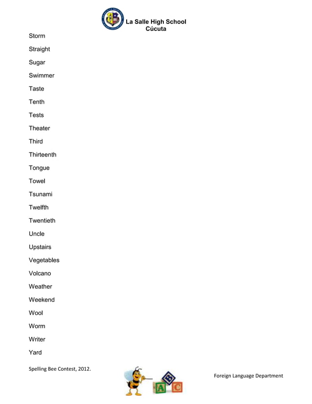 Spelling beeeeeeeeee | PDF