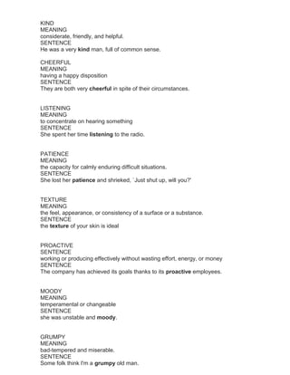 SPELLING BEE WORDS MEANINGS AND SENTENCES ok.doc