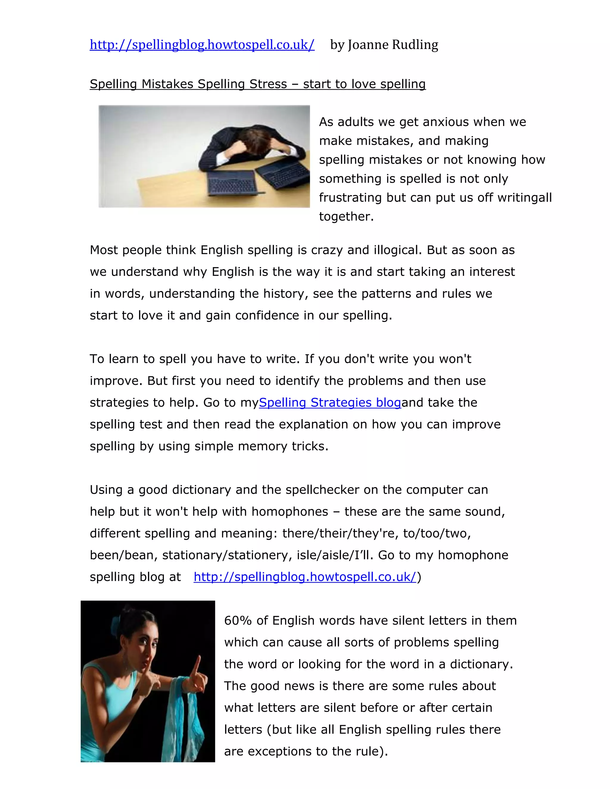 Spelling mistakes spelling stress – start to love spelling | DOCX