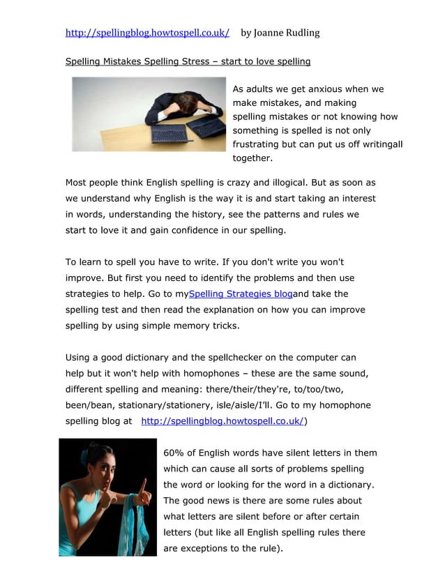 Spelling mistakes spelling stress – start to love spelling | PDF
