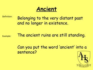 Spelling challenge 1 history week | PPT