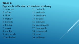 Word Spelling Catch Up Fridays that ignite the interest of Student in ...