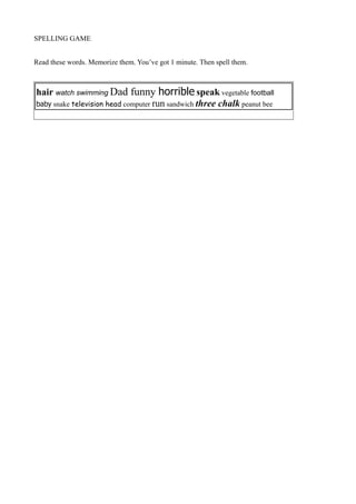 Spelling game | PDF