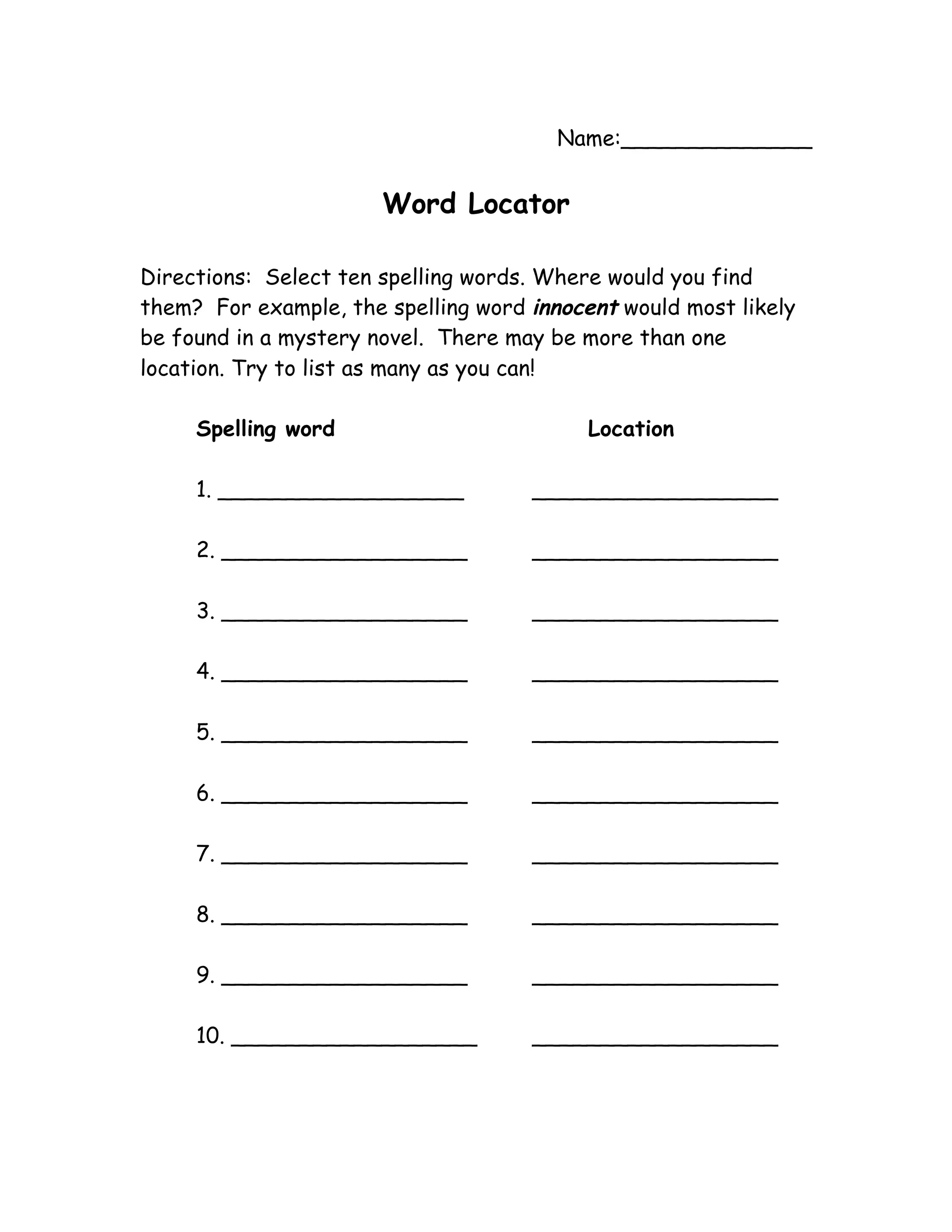 Spelling homework activities | PDF