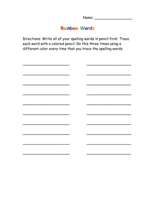 Spelling homework activities | PDF