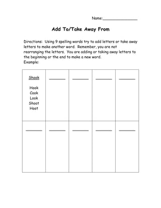 Spelling homework activities | PDF