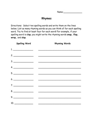 Spelling homework activities | PDF