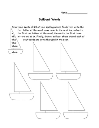 Spelling homework activities | PDF