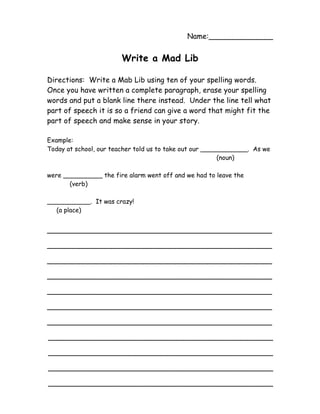 Spelling homework activities | PDF