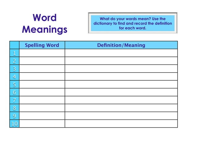 Spelling homework slideshow | PPT