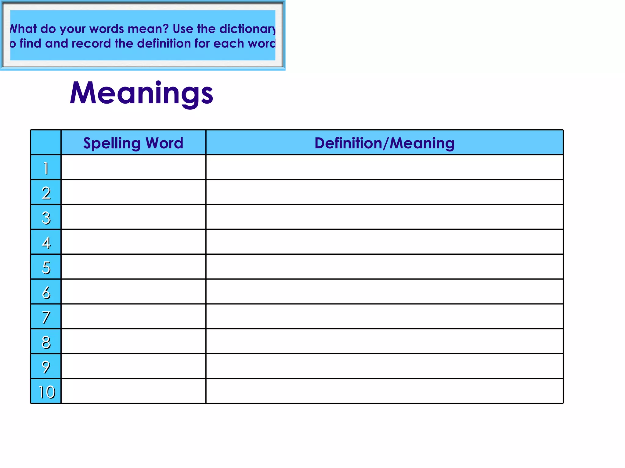 Spelling homework slideshow | PPT