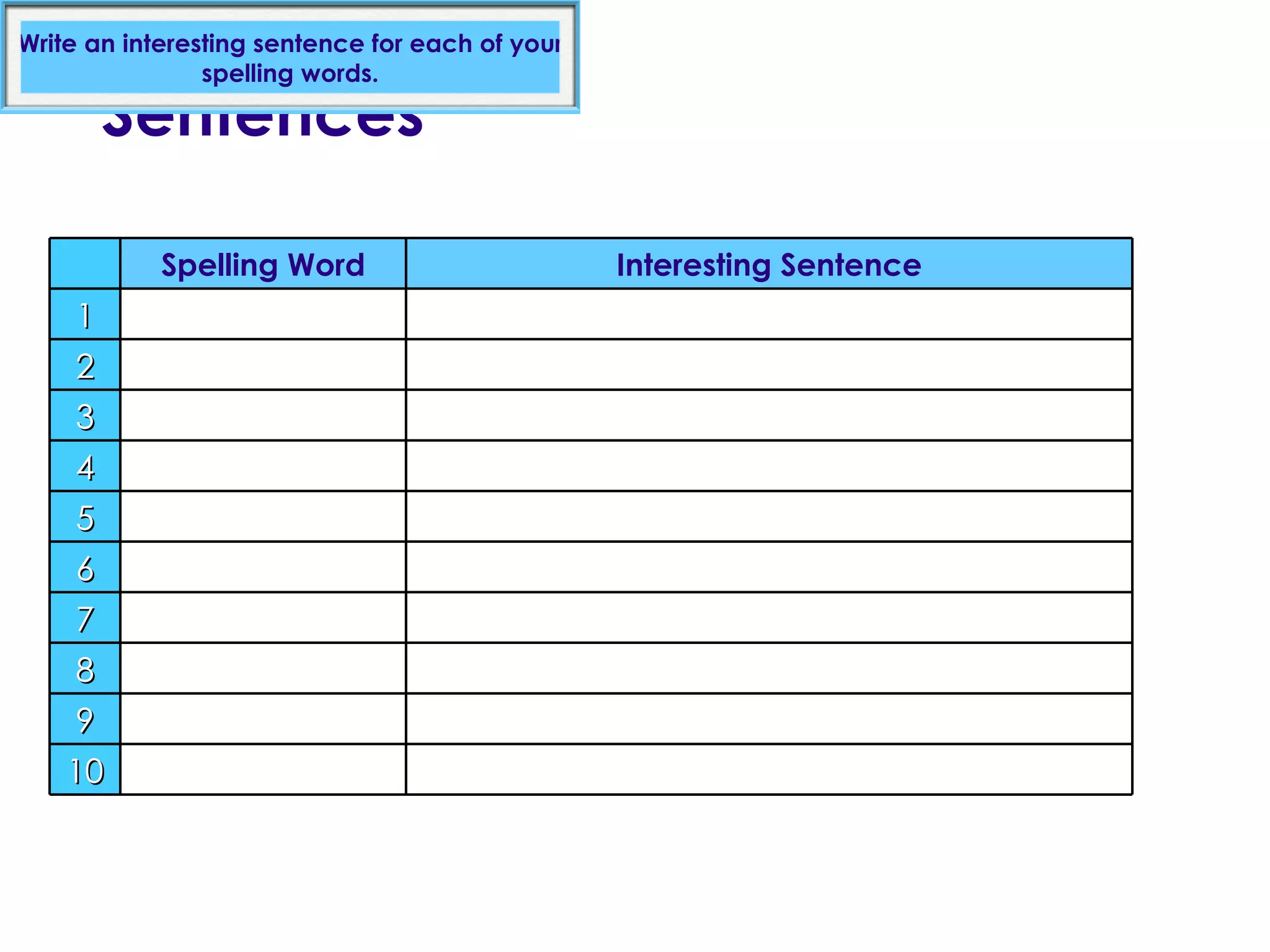 Spelling homework slideshow | PPT