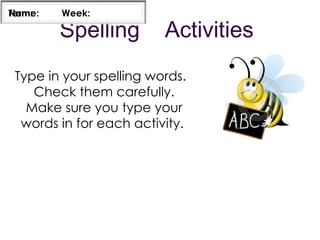 Spelling homework slideshow | PPT
