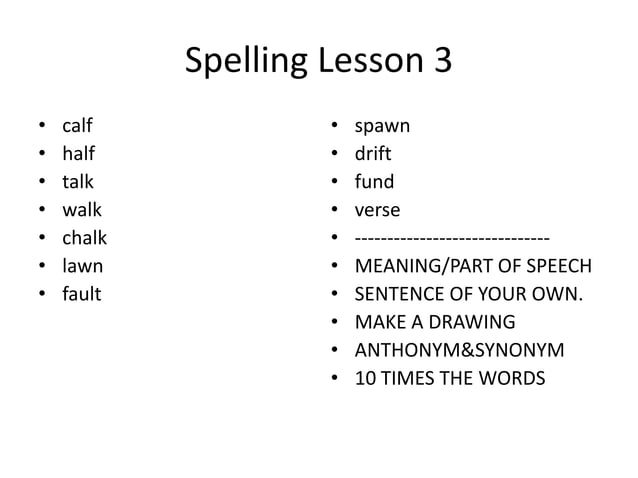 Spelling lesson 3 7 th | PPTX