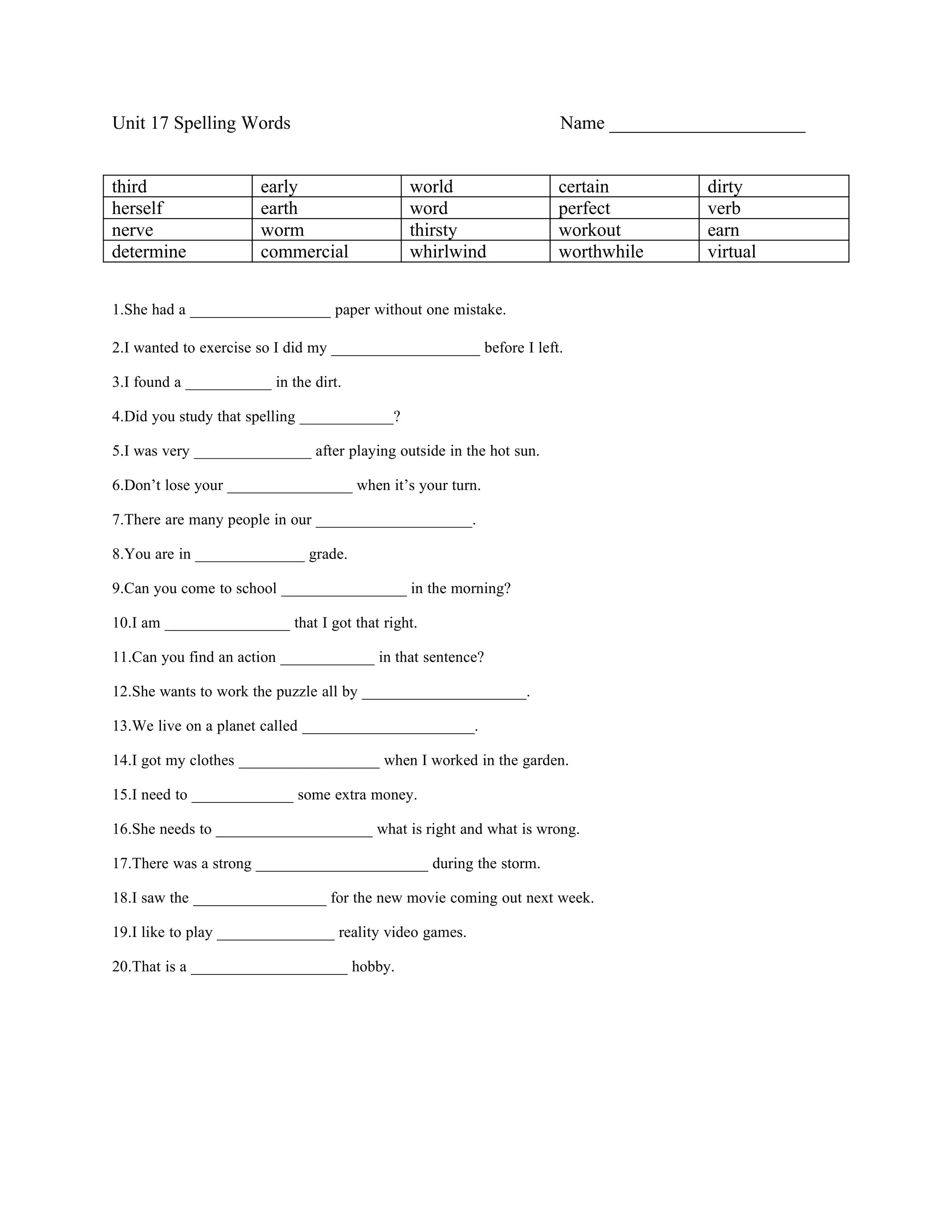 Spelling List # 4 | DOC