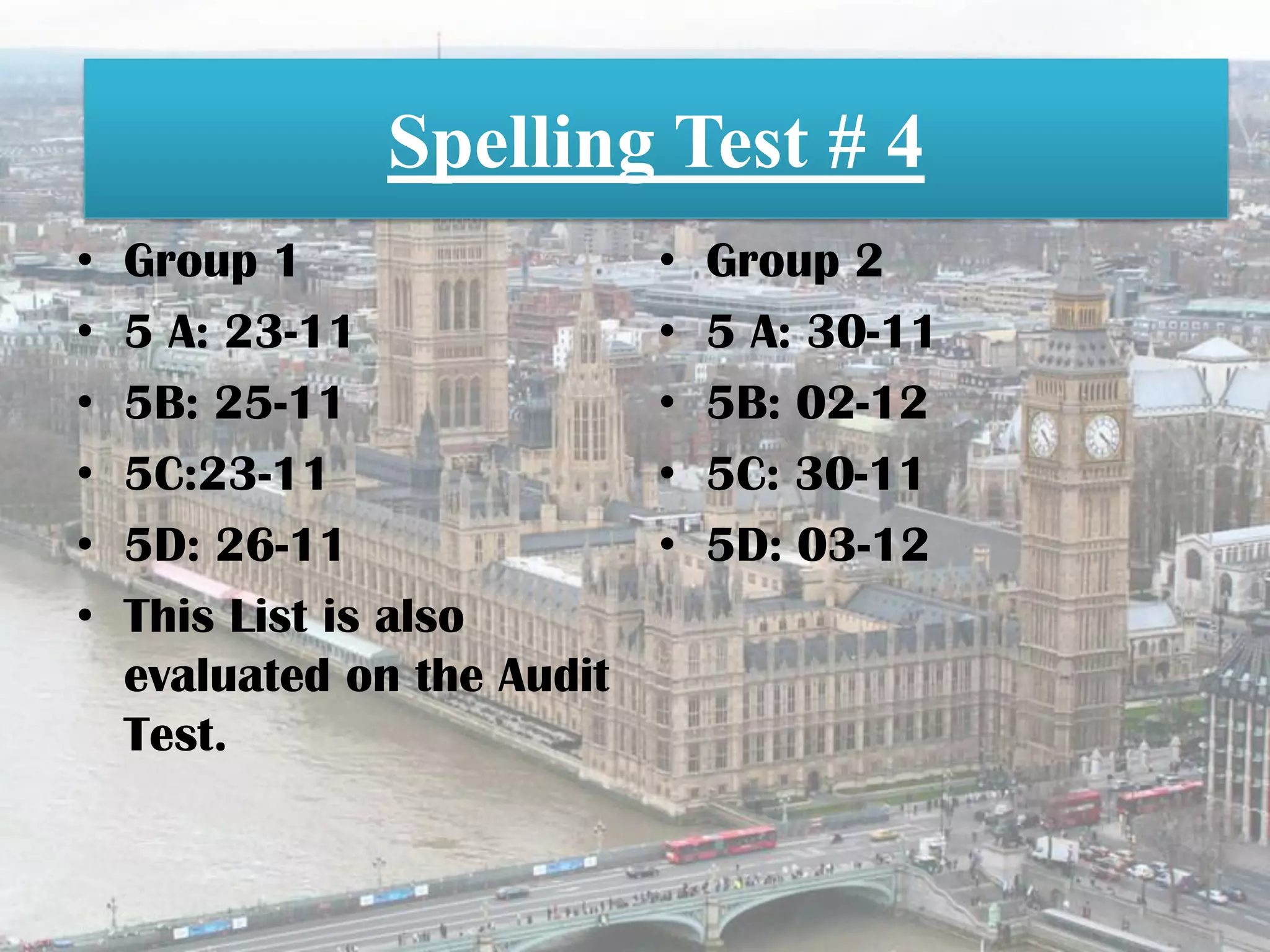 Spelling list #4 | PPT