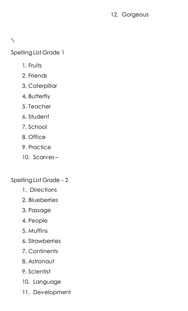 Spelling list grade 1 5 | PDF | Free Download