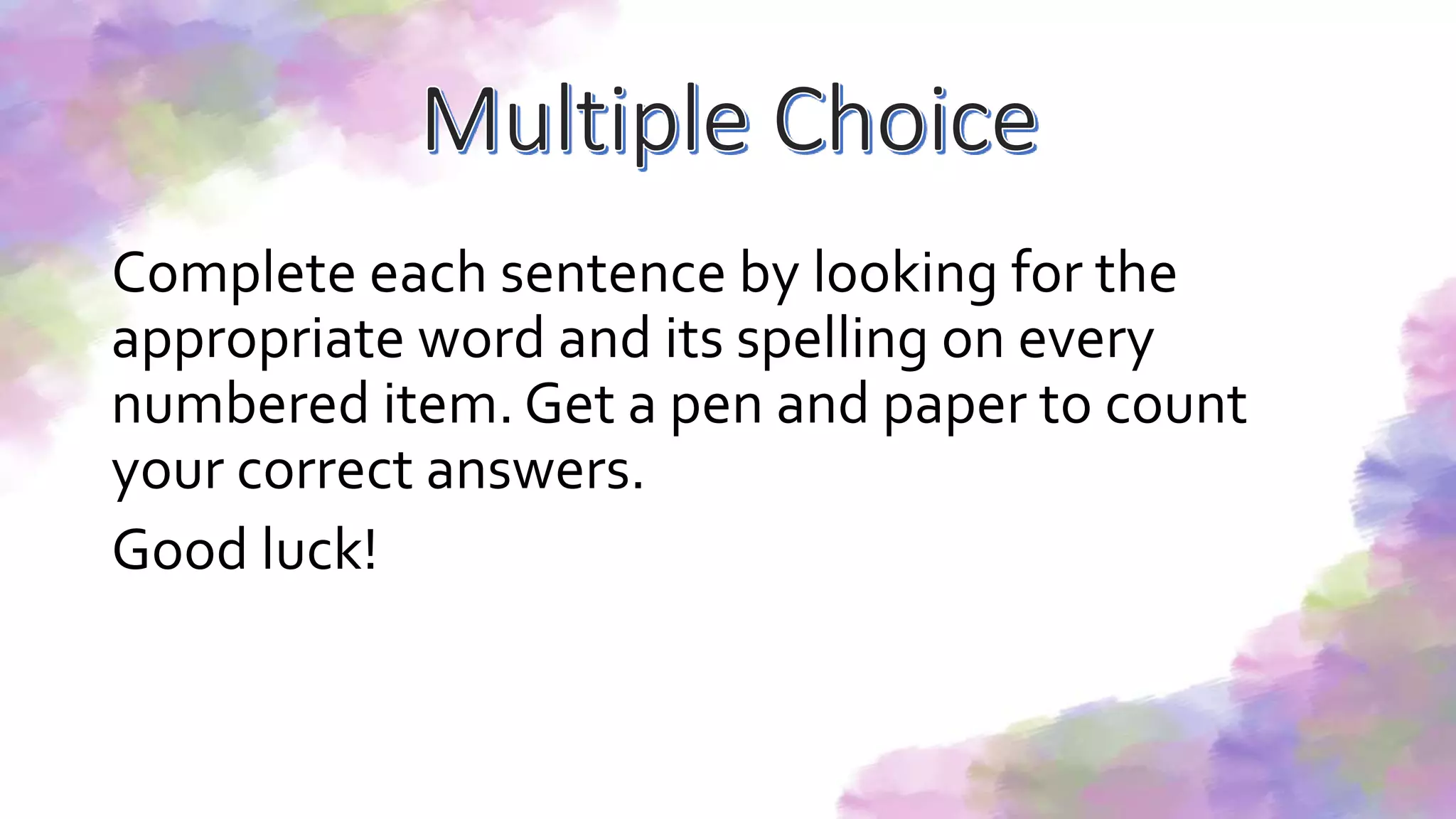 Spelling Quiz ( Commonly Misspelled English Words) | PPTX