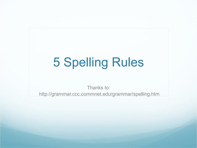 Spelling rules | PPT
