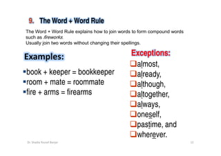 Spelling Rules Presentation By Dr. Shadia Yousef Banjar | PDF