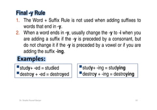 Spelling Rules Presentation By Dr. Shadia Yousef Banjar | PDF