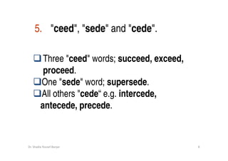 Spelling Rules Presentation By Dr. Shadia Yousef Banjar | PDF
