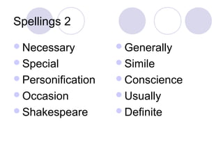 Spellings | PPT
