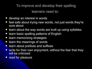 Spelling Tests And Spelling Pests | PPT