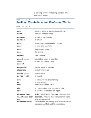 Spelling, vocabulary, and confusing words | DOC